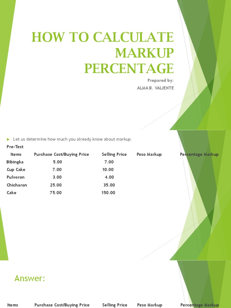 Calculating Markup Percentage Guide | PDF | Percentage | Prices