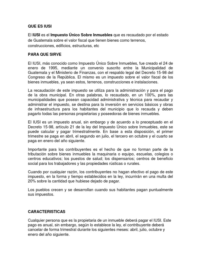 Que Es Iusi | PDF | Guatemala | Impuestos