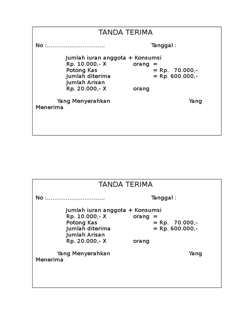 Form Kosong Kwitansi | PDF