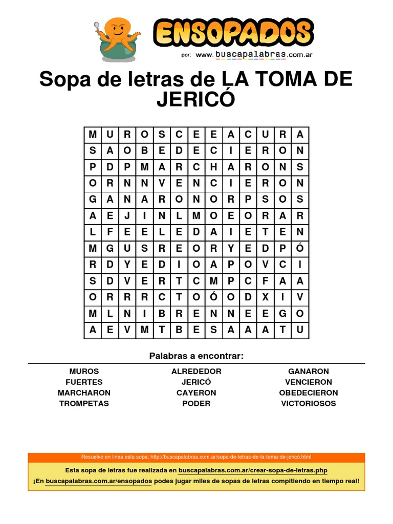 Sopa de letras: La Toma de Jericó | PDF