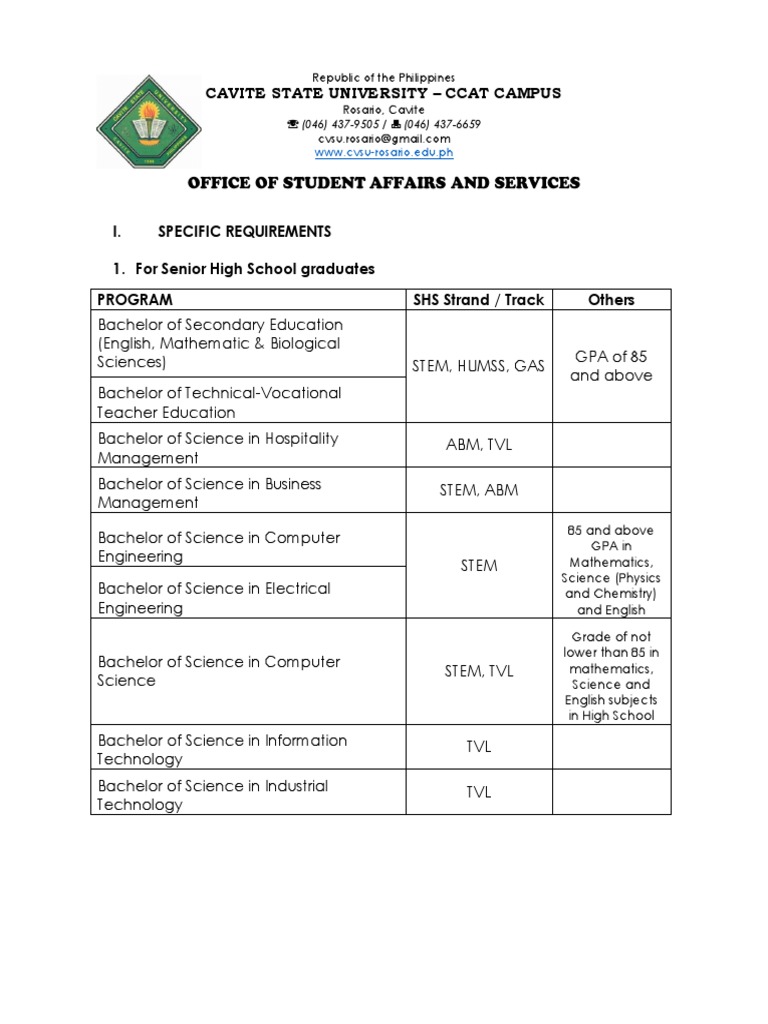 Admission Senior High Strand | PDF | Bachelor's Degree | Science ...