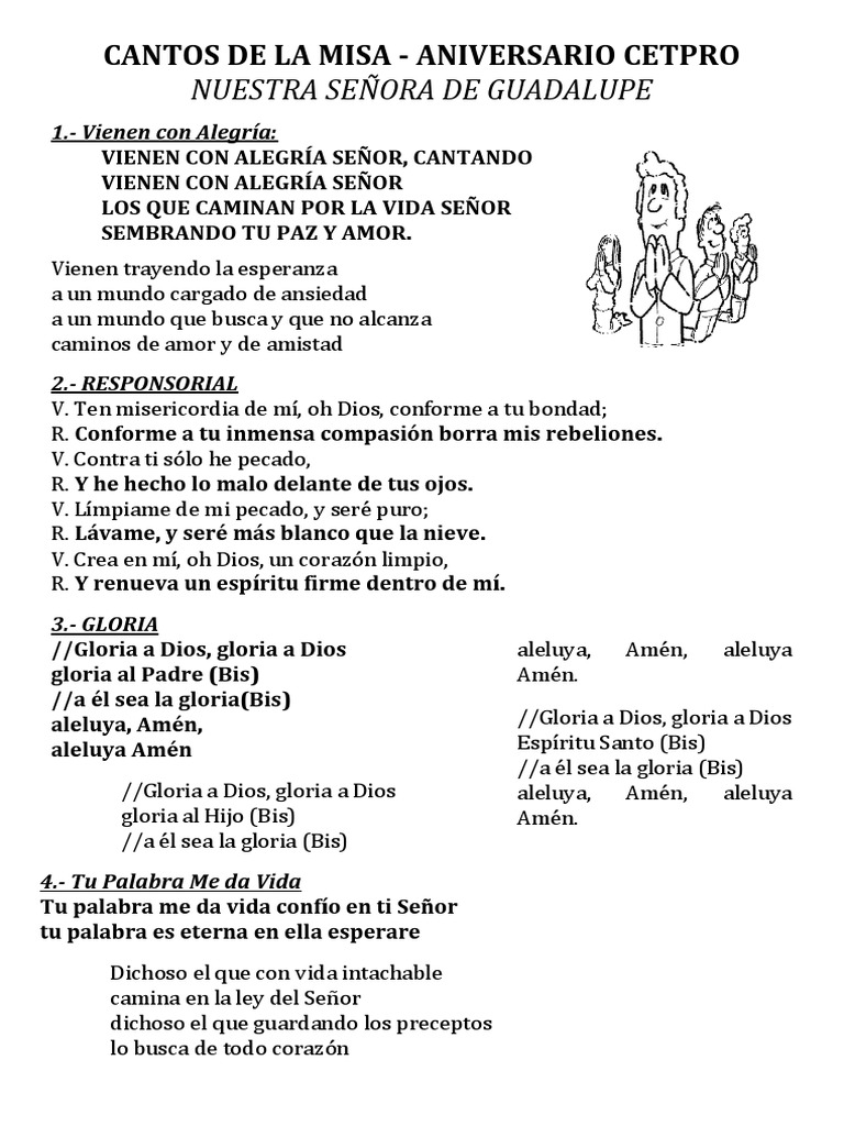 Nuestra Señora De Guadalupe Cantos De La Misa Aniversario Cetpro Eucaristía Amor