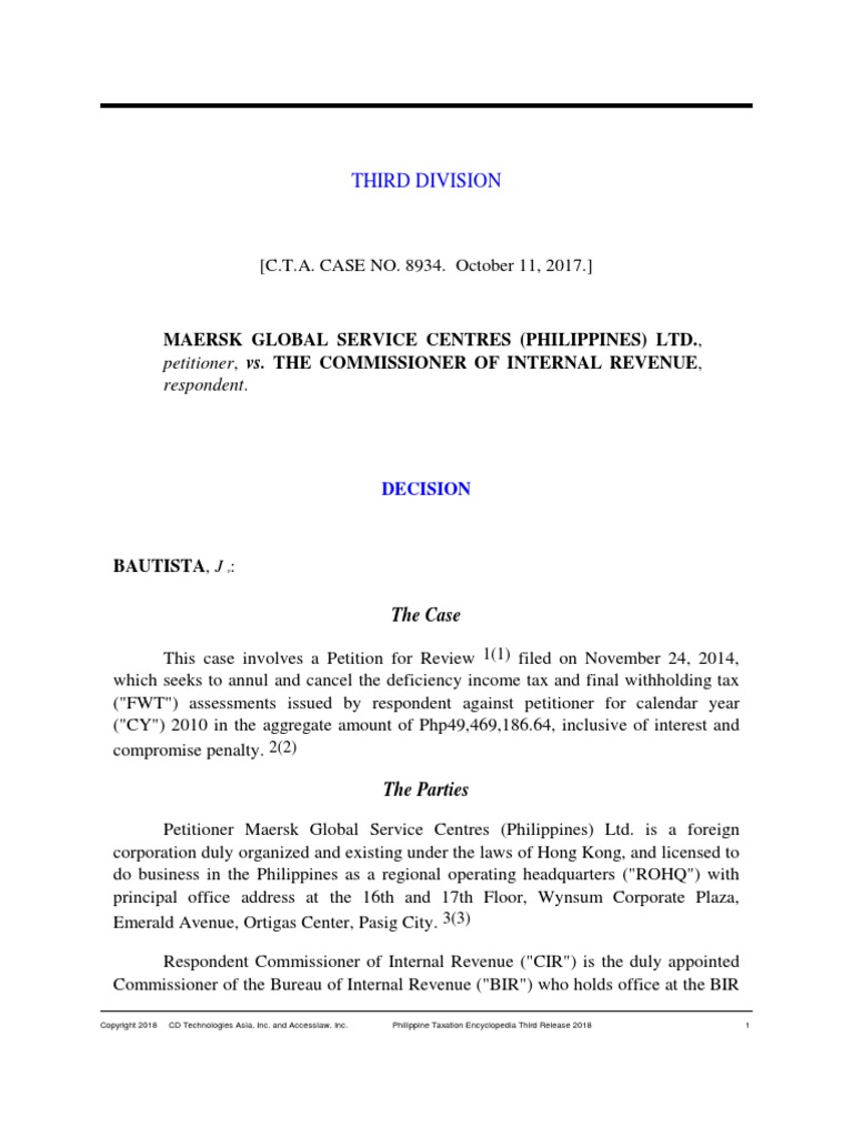 CTA Case No. 8934 October 11 2017 PDF | PDF | Value Added Tax | Debits ...