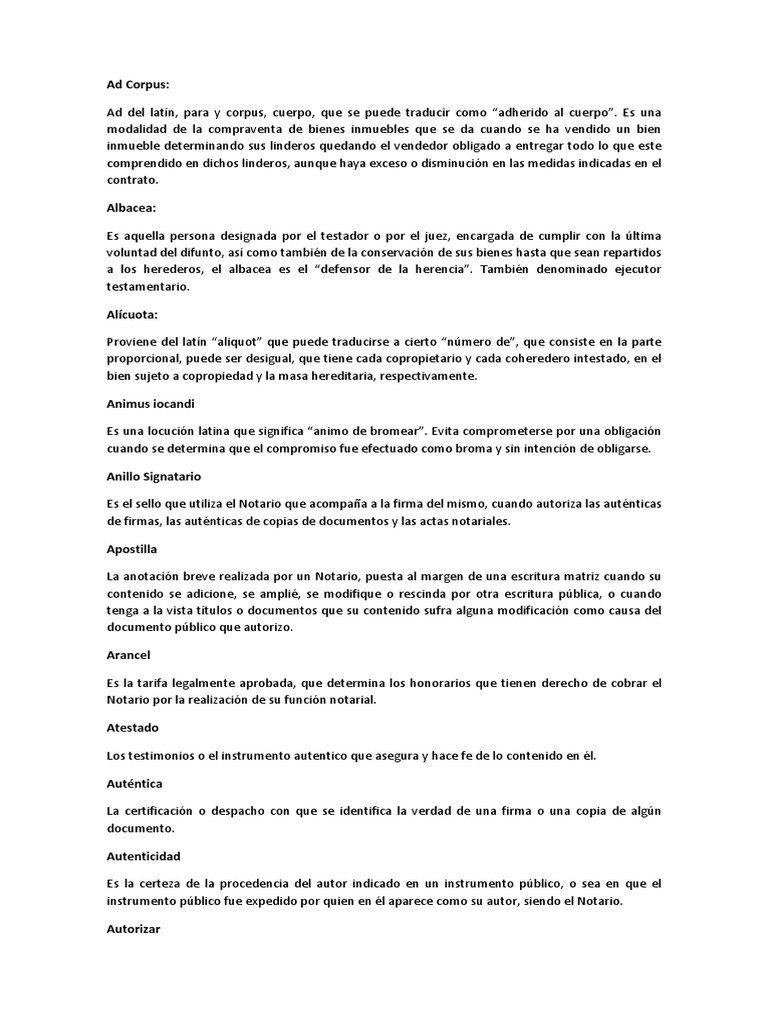 Conceptos Clave en Derecho Notarial | PDF | Voluntad y testamento ...