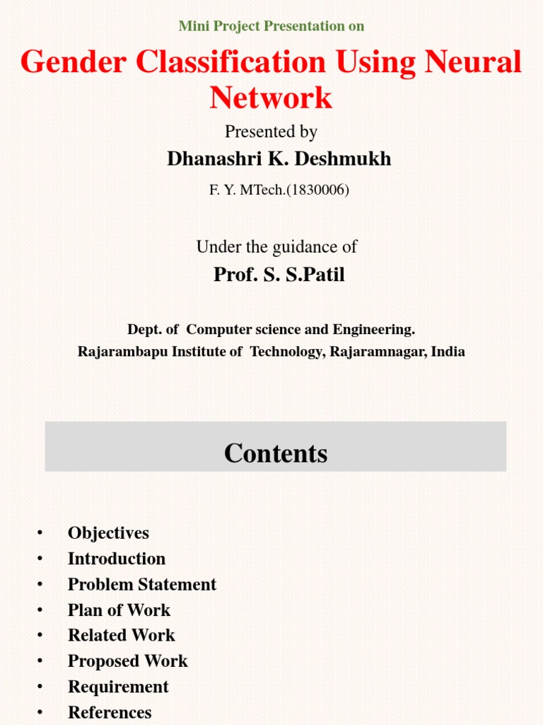 Gender Classification Using Neural Network: Dhanashri K. Deshmukh | PDF ...