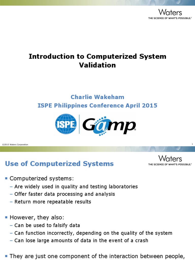 1 Introduction To Computerized Systems Validation For Review Pdf Verification And