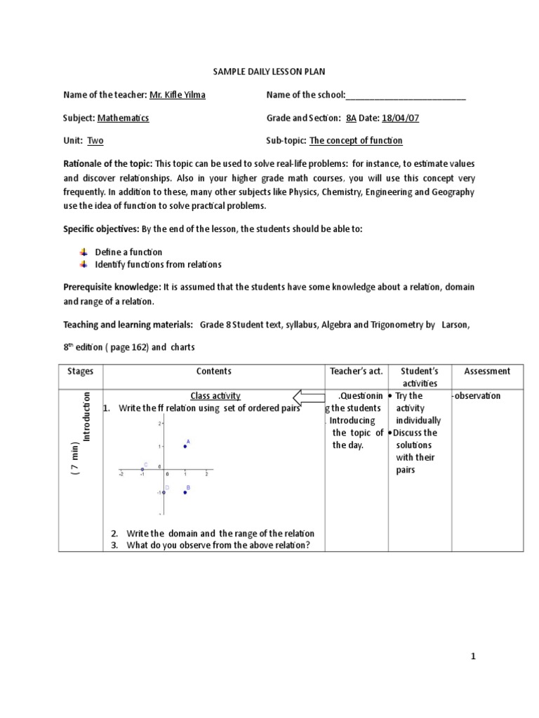 Smasee Inset Sample Lesson Plan | PDF | Function (Mathematics ...