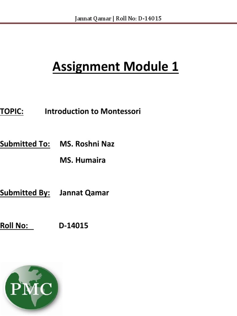 Assignment Module 1s | PDF | Montessori Education | Teachers