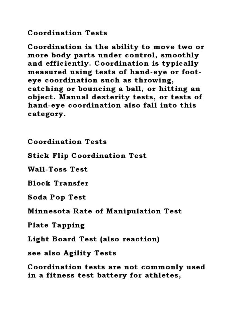 Coordination Tests | PDF | Informed Consent | Time