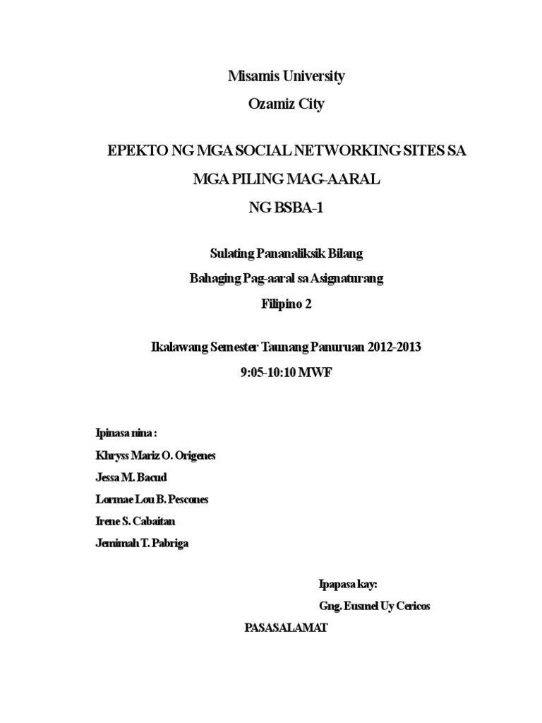 Sample of THESIS - Filipino Requirement | PDF