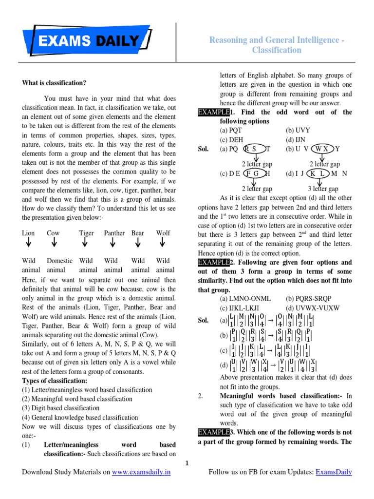 Reasoning and General Intelligence - Classification: Example | Download ...