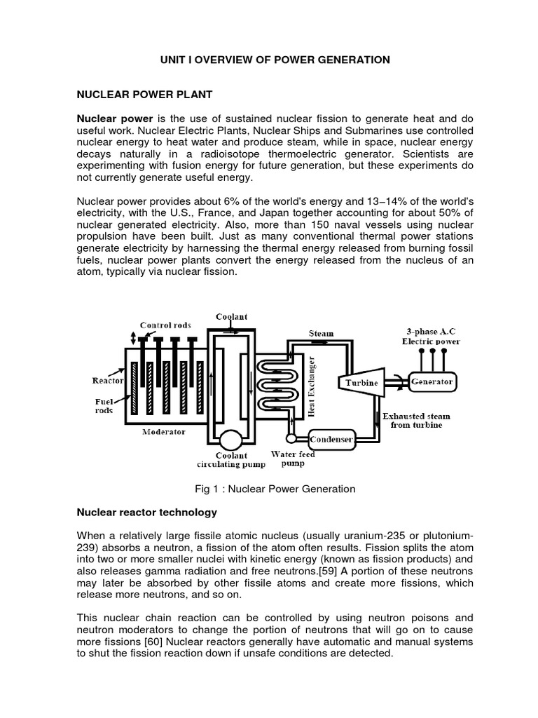 Unit I Overview of Power Generation | PDF | Pressurized Water Reactor ...