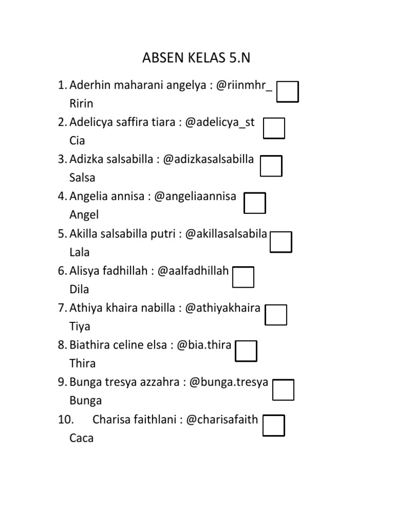 Absen Kelas 5.N | PDF