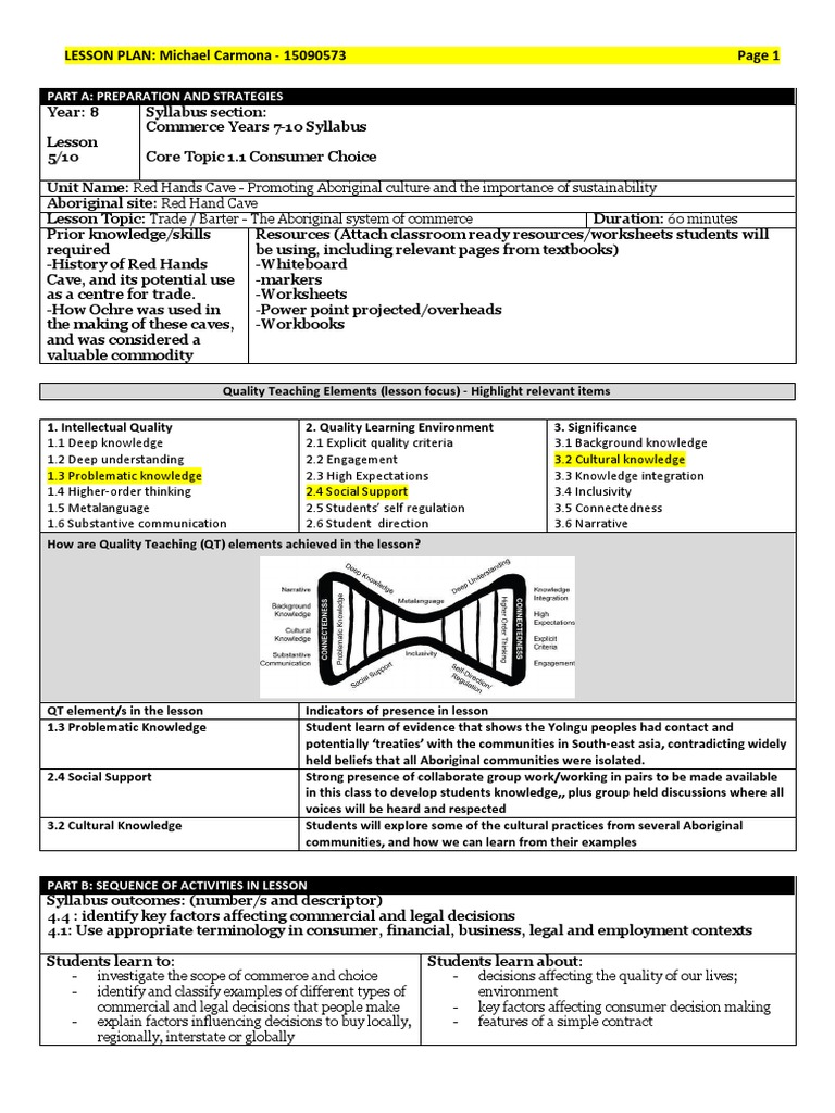 Commerce Lesson Plan | PDF | Indigenous Australians | Lesson Plan