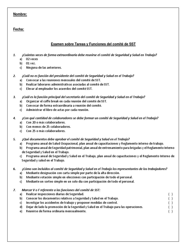 Examen de Funciones del Comité de SST | PDF | Gobierno