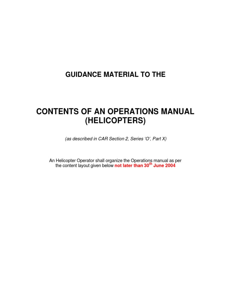 Helicopter Operations Manual Guidelines | PDF | Instrument Flight Rules ...