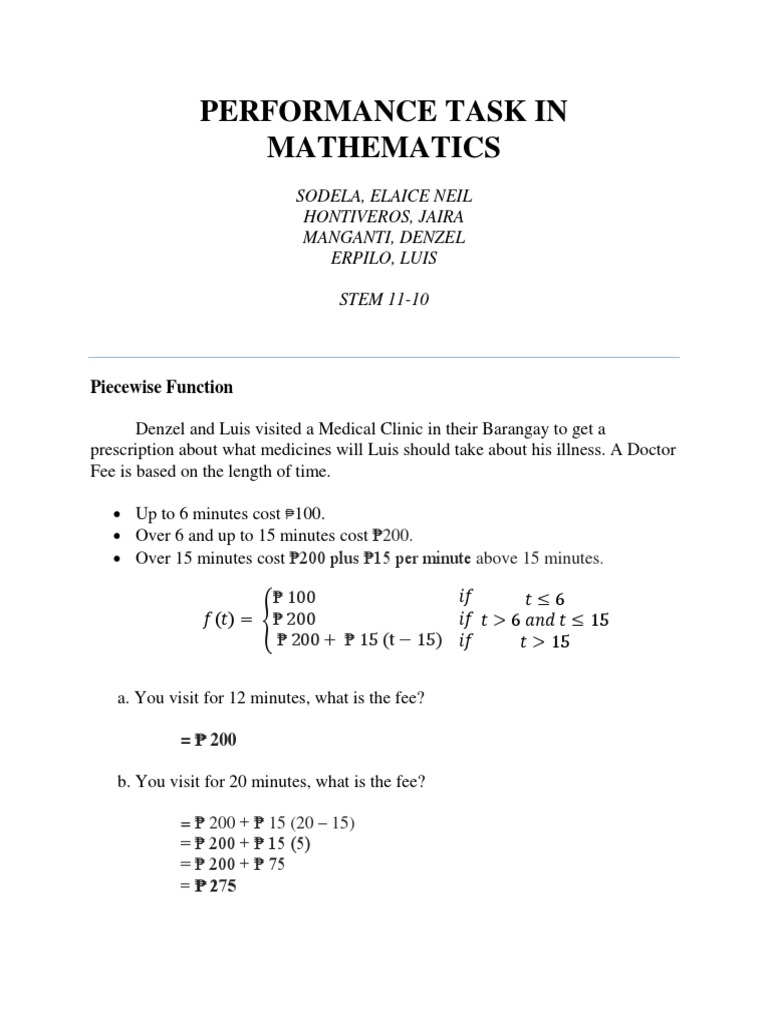 Performance Task in Mathematics | PDF