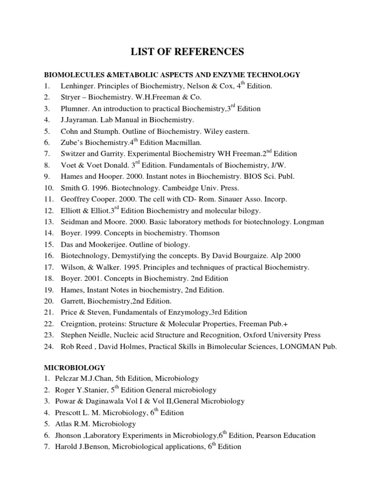 Comprehensive Biochemistry and Biotechnology References | PDF ...