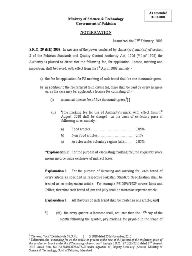 PSQCA License and Marking Fees 2008 | PDF | License | Fee