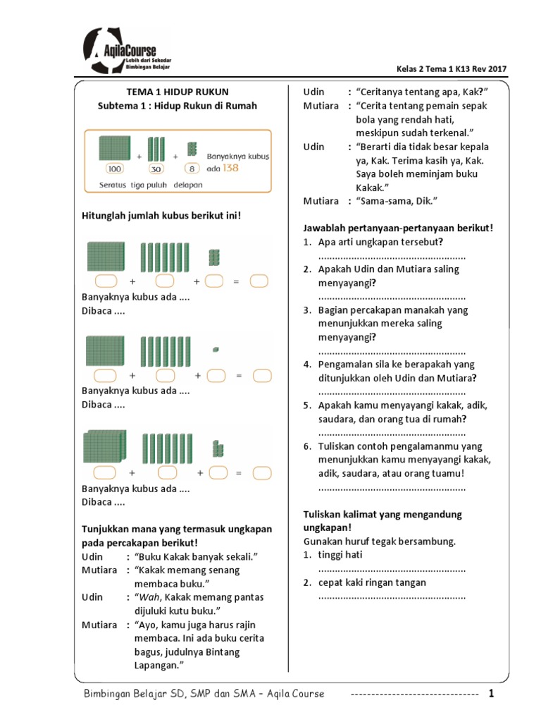 Modul Bimbel K13 Kelas 2 Tema 1 Revisi 2017 PDF | PDF