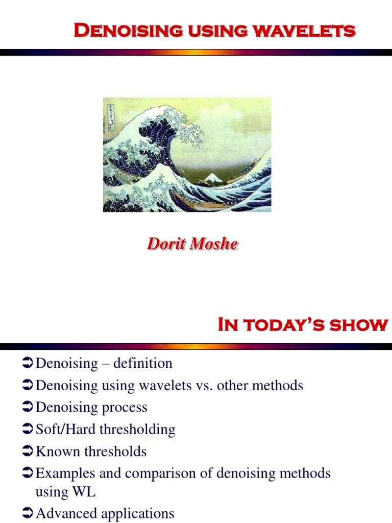 Denoising Using Wavelets: Dorit Moshe | PDF | Wavelet | Applied Mathematics