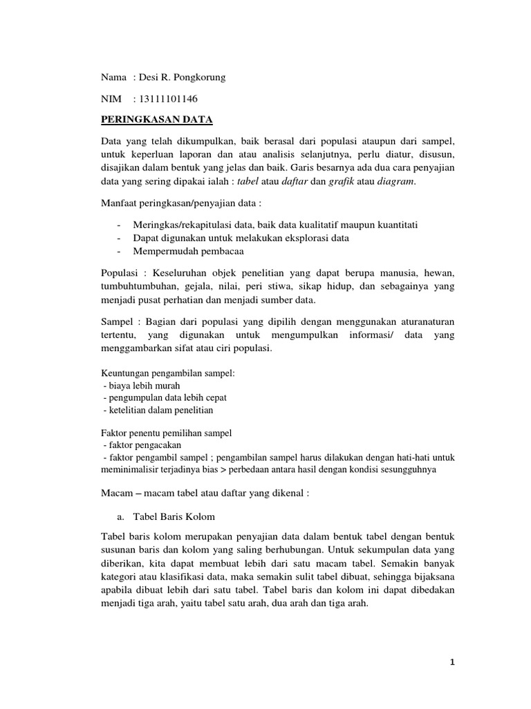 Peringkasan Data | PDF