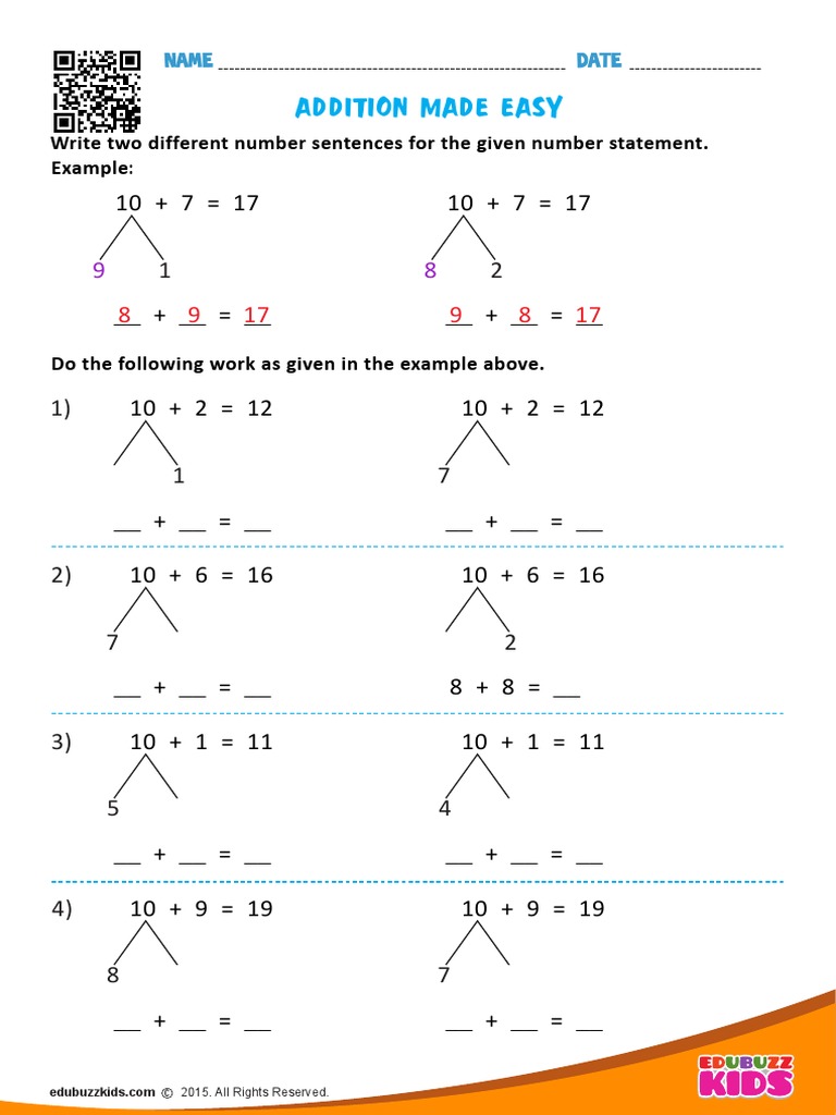 Addition Made Easy: Name Date | PDF