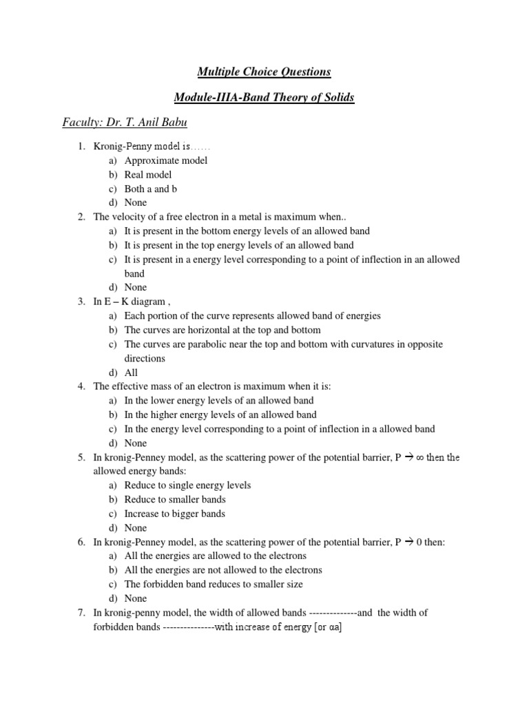 EM Theory MCQs | PDF | Electrical Resistivity And Conductivity | Band Gap