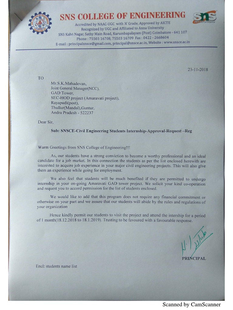 NCC Intern Request Letter | PDF