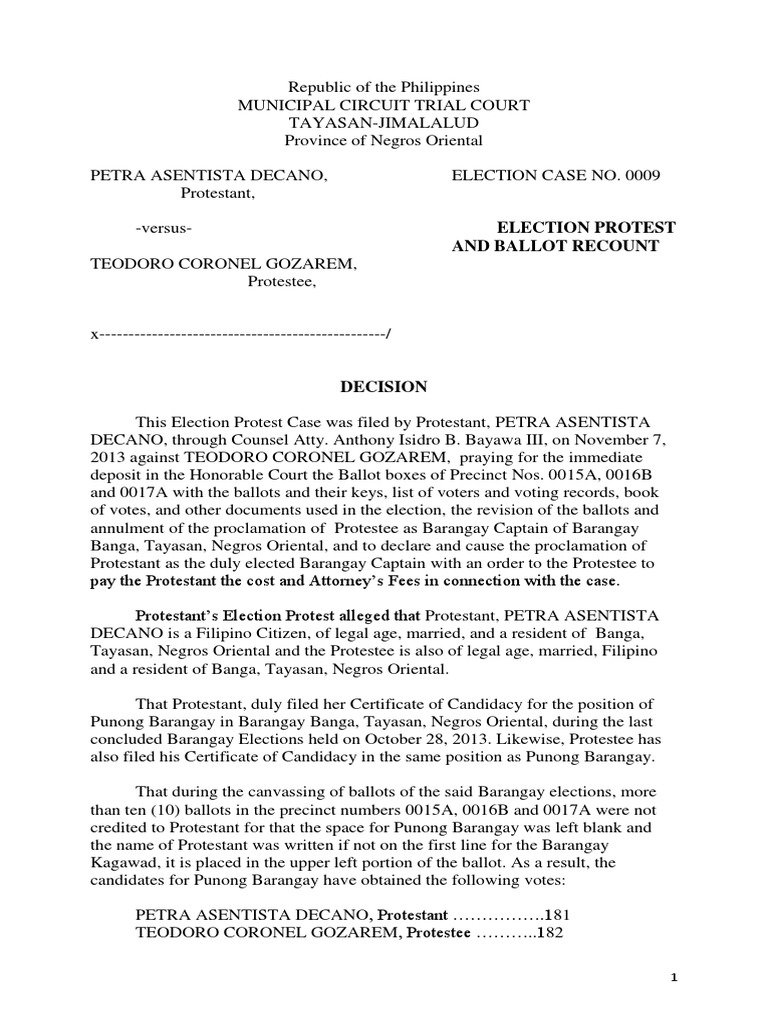 Election Protest and Ballot Recount | PDF | Voting | Government