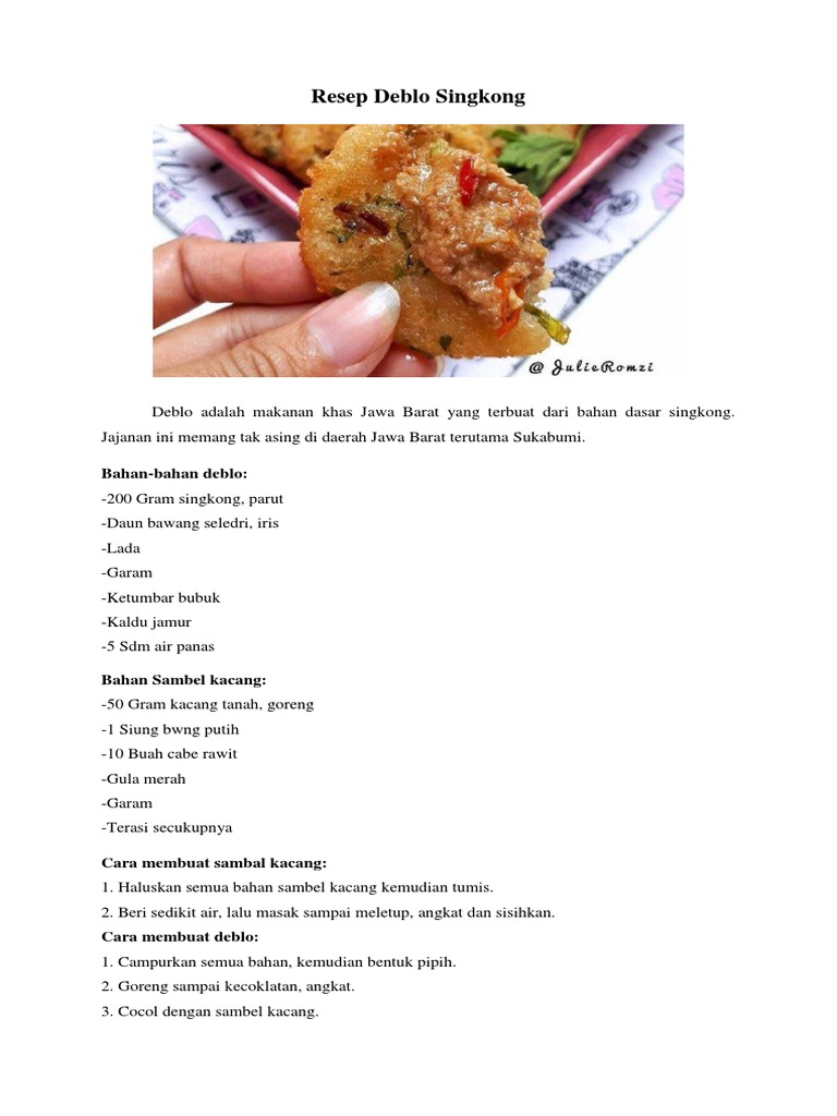 Resep Deblo Singkong | PDF
