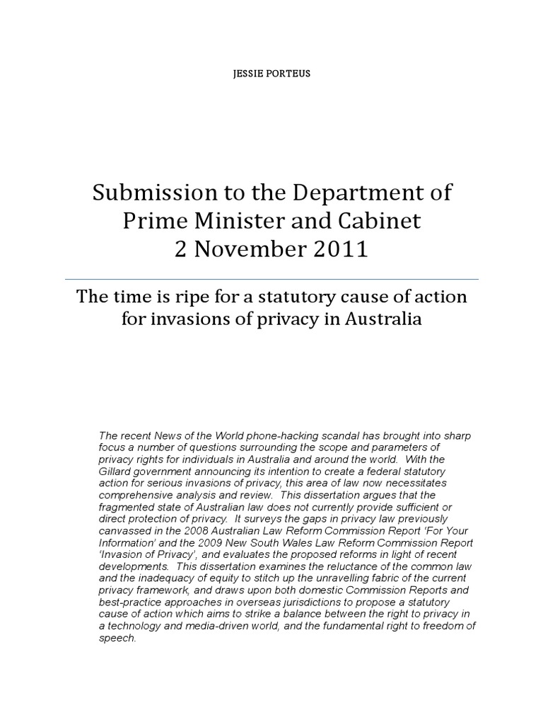 Privacy Law Reform in Australia | PDF | Privacy | Right To Privacy
