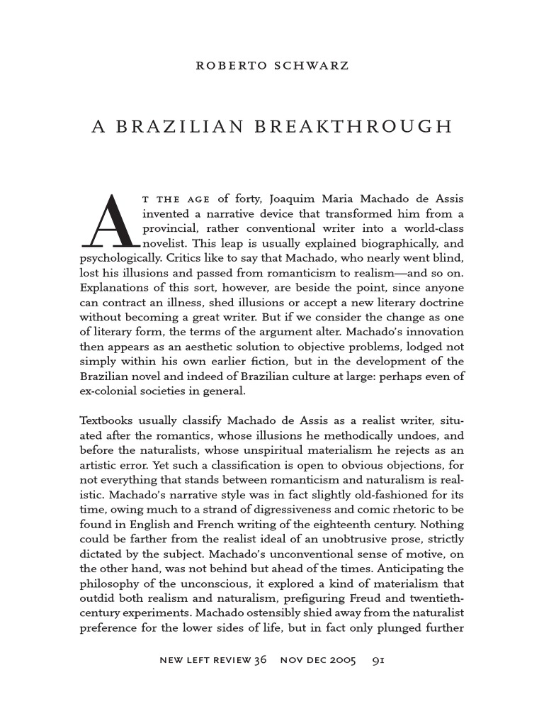 Roberto Schwarz, A Brazilian Breakthrough | PDF