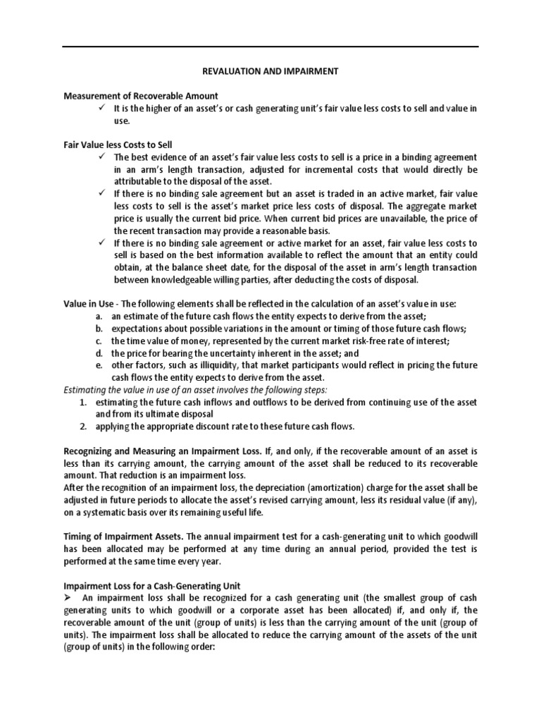 Revaluation and Impairment | PDF | Goodwill (Accounting) | Depreciation