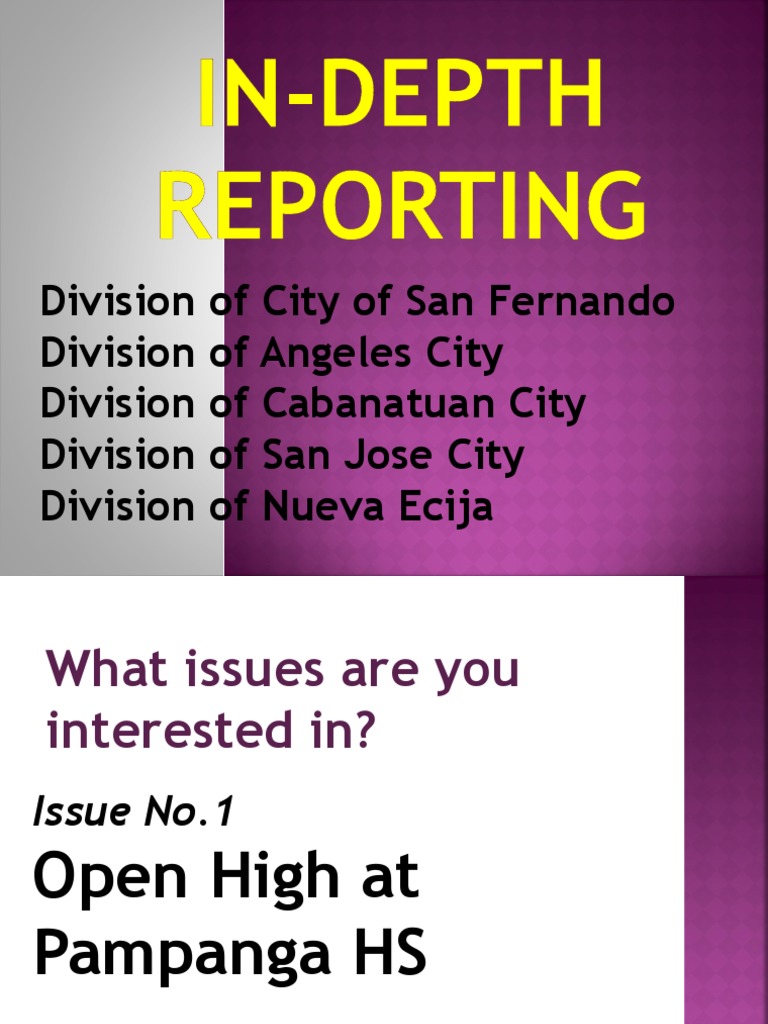 In Depth Reporting | PDF