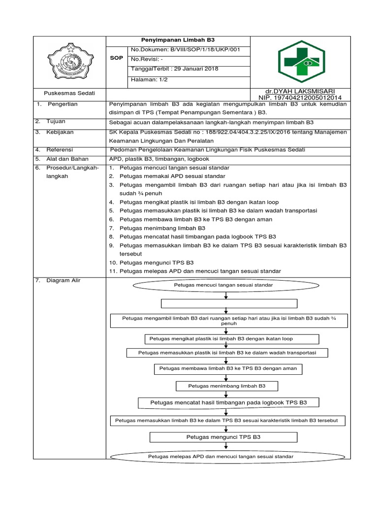 SOP Penyimpanan Limbah B3 | PDF