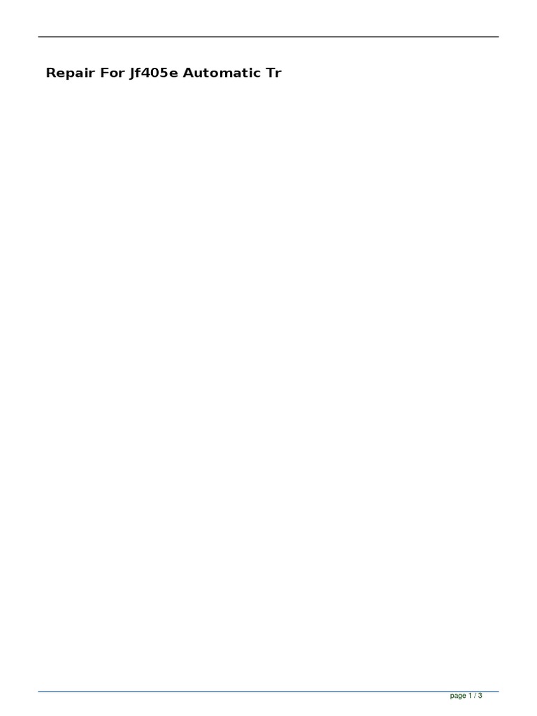 JF405E Automatic Repair Guide | PDF | Engineering | Physics