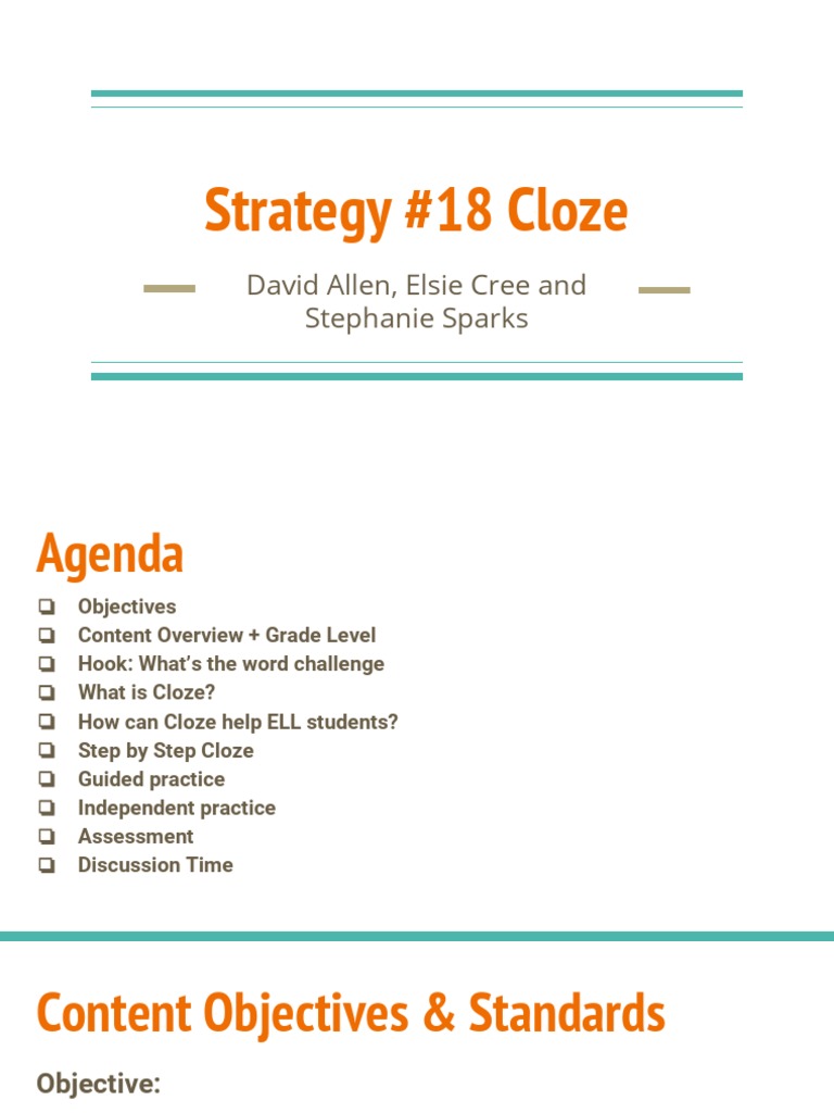 Strategy 18 Cloze 1 | PDF | Reading Comprehension | Reading (Process)