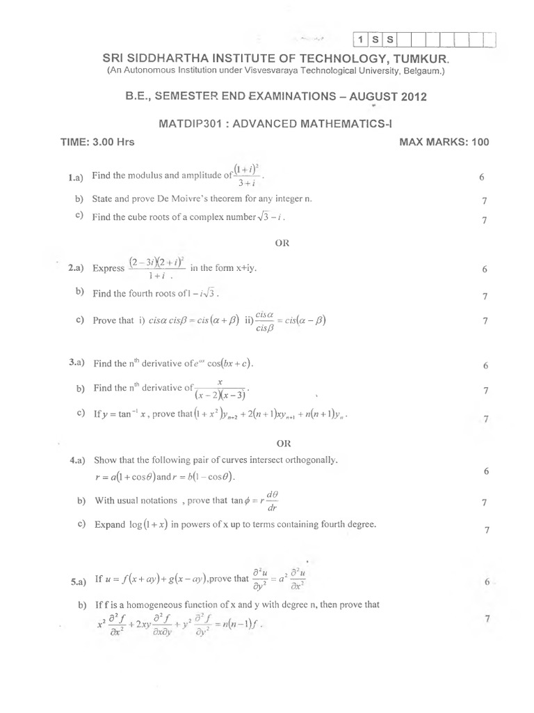 Matdip301 Advanced Mathematics-I | PDF | Abstract Algebra ...