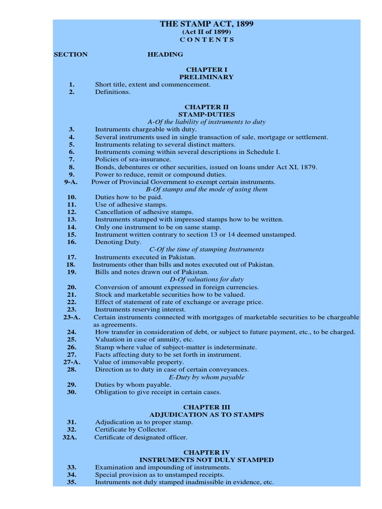 The Stamp Act, 1899 | Download Free PDF | Negotiable Instrument ...