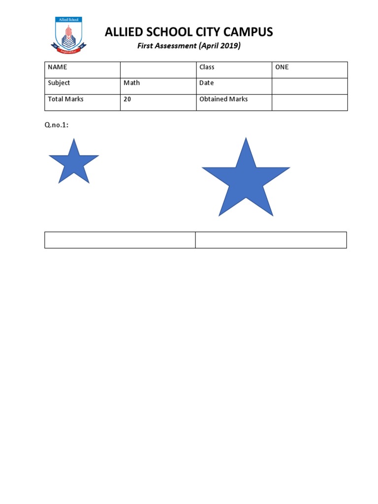 Allied School City Campus Math Assessment | PDF