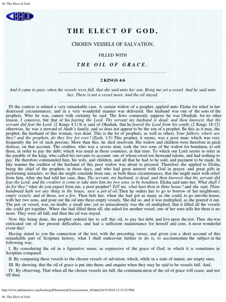 The Elect of God | PDF | Anointing | Grace In Christianity