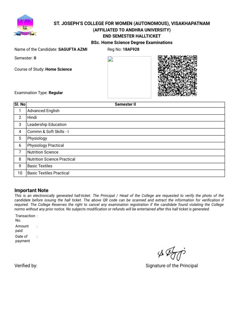 St. Joseph S College For Women (Autonomous), Visakhapatnam | PDF