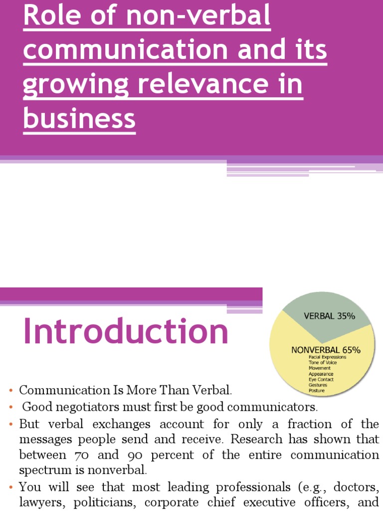 Non-Verbal Communication and Its Growing Relevance in Business | PDF ...