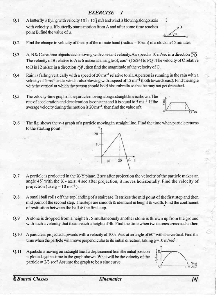 Bansal Kinematics | PDF | Acceleration | Kinematics