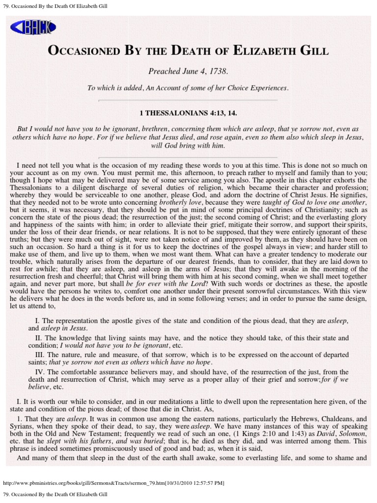 Occasioned by The Death of Elizabeth Gill | PDF | Resurrection Of Jesus ...