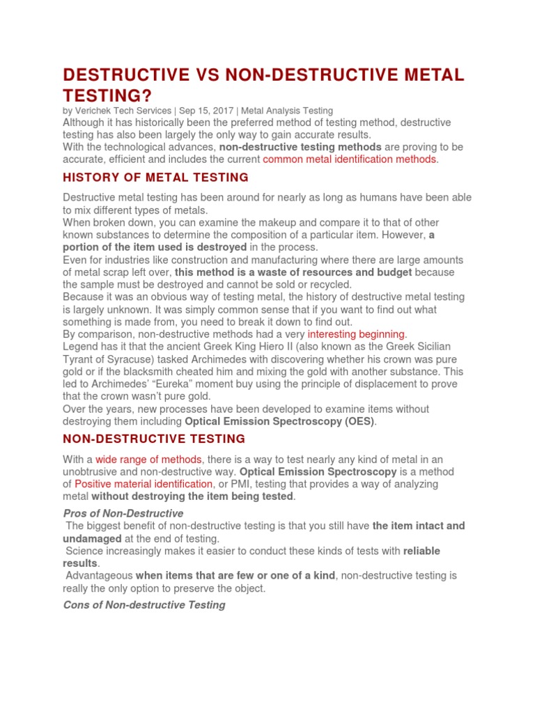 DT Vs NDT | PDF | Nondestructive Testing | Metals