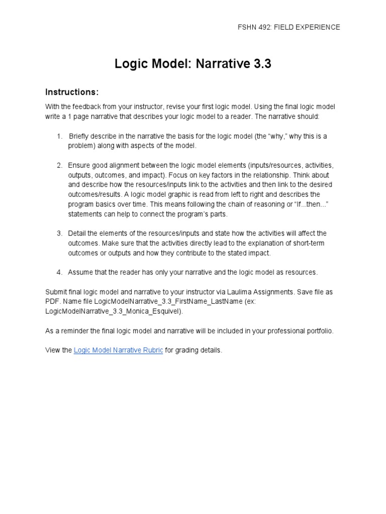 Logicmodelnarrative 3 | PDF | Narrative | Behavior Modification