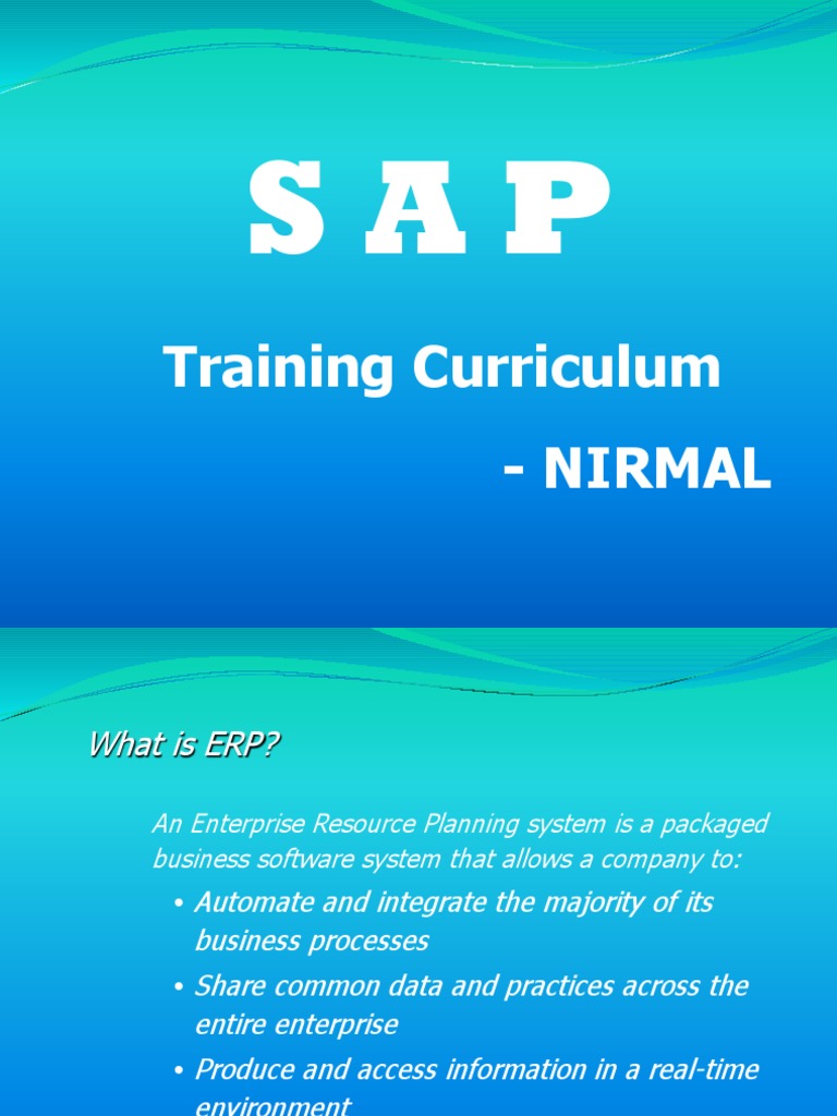 Training Curriculum - Nirmal | PDF | Sap Se | Enterprise Resource Planning