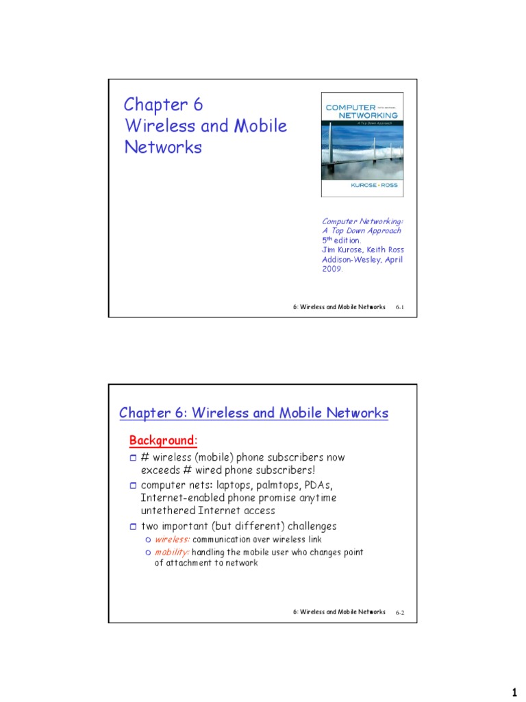 Chapter6-Wireless and Mobile Networks PDF | PDF | Wireless Lan | Cellular Network